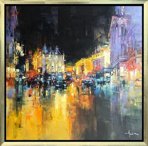 Original Artwork Midnight Reflection At Piccadilly By Benoit Havard