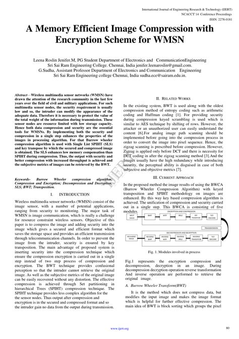 Pdf A Memory Efficient Image Compression With Encryption Scheme For Wmsn