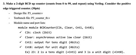 Solved 3 Make A 2 Digit BCD Up Counter Counts From 0 To Chegg Com