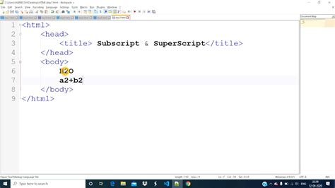 9 Html For Beginners Subscript And Superscript Youtube