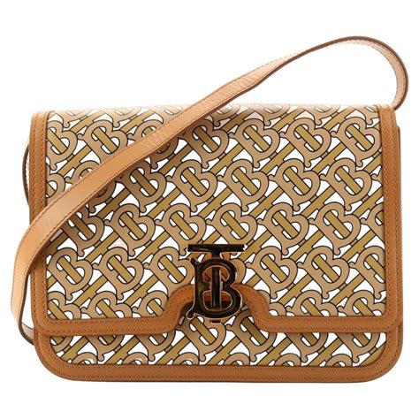 Burberry Tb Flap Bag Monogram Print Leather Medium For Sale At 1stdibs