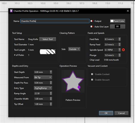 Chamfer No Final Depth Option MillMage Software Questions LightBurn Software Forum