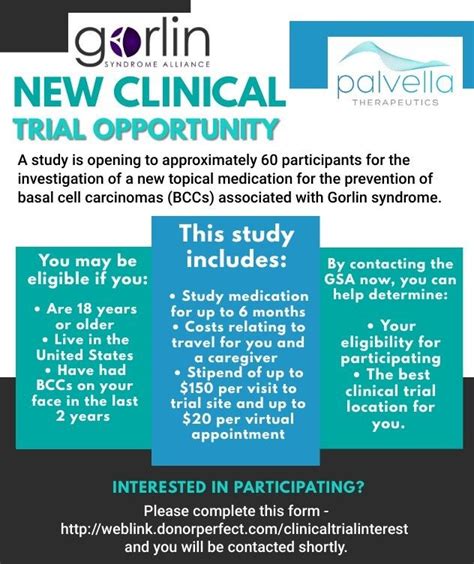Gorlin Syndrome Alliance On Linkedin Gsa Clinicaltrials Bcc Basalcellcarcinomasyndrome