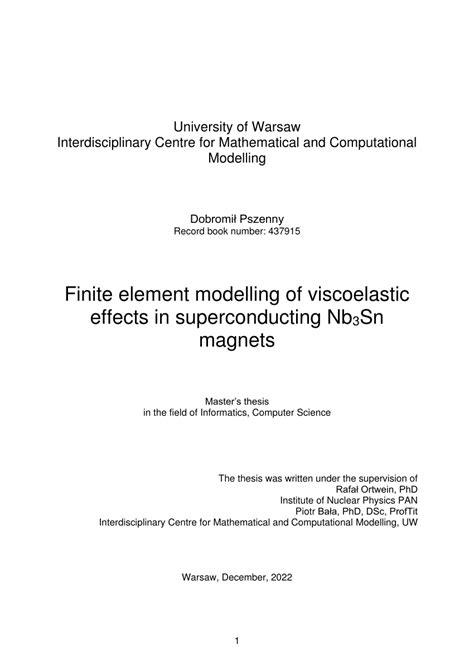 Pdf Finite Element Modelling Of Viscoelastic Effects In Superconducting Nb3sn Magnets