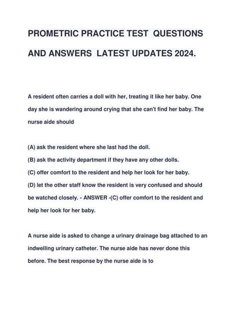 Prometric Practice Test Updated Questions And Answers Latest Updates 2024 2025 Latest Version