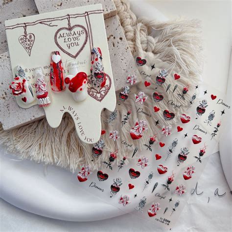 Badu Bg Статуя на ангел 5d релефни стикери за декорация на изкуство за нокти Стикери със сърце