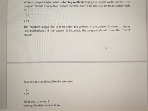 Solved Write A Program Use Value Returning Method That
