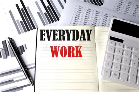everyday work text written on a notebook on chart and diagram stock