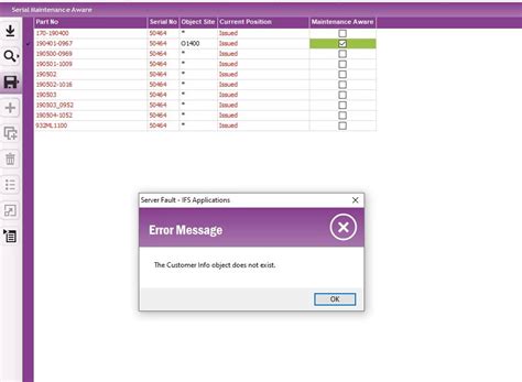 The Customer Info Object Does Not Exists Serial Maintenence Aware Ifs Community