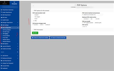 Php Fpm Configuration Menu Resources Limits Missing From End Users