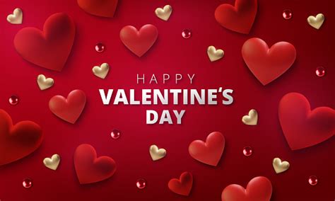 해피 발렌타인 데이 인사말 카드입니다 빨간색 배경에 현실적인 3d 마음 사랑과 결혼식 벡터 일러스트레이션 2월에 대한 스톡 벡터 아트 및 기타 이미지 Istock