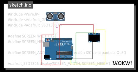Ultrasonido Con Pantalla Oled Wokwi ESP32 STM32 Arduino Simulator