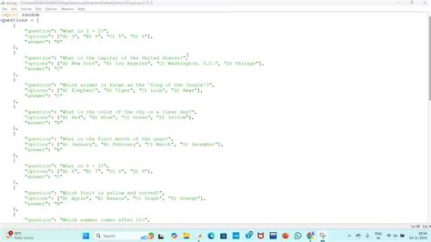 Python Programming Quizapp Learningthroughcoding Codingprojects Aruna Bharathi