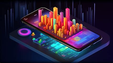 Premium Ai Image Application Of Smartphone With Business Graph And Analytics Data On Isometric