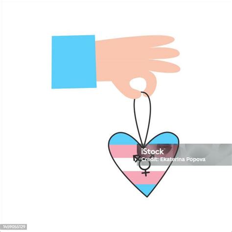 จับมือกับหัวใจและสัญลักษณ์ธงข้ามเพศ วันทรานส์ของการมองเห็น ความเท่าเทียมของ Lgbt ความหลากห