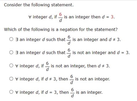 Solved Consider The Following Statement ∀ Integer D If D6