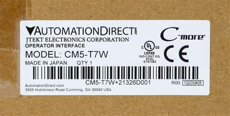 C More HMI 7in Color TFT LCD Touch Screen PN CM5 T7W AutomationDirect