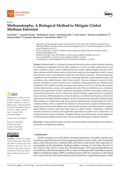 Pdf Methanotrophy A Biological Method To Mitigate Global Methane Emission