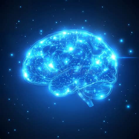 Glowing Digital Brain Network Artificial Intelligence Concept Abstract Neural System Stock