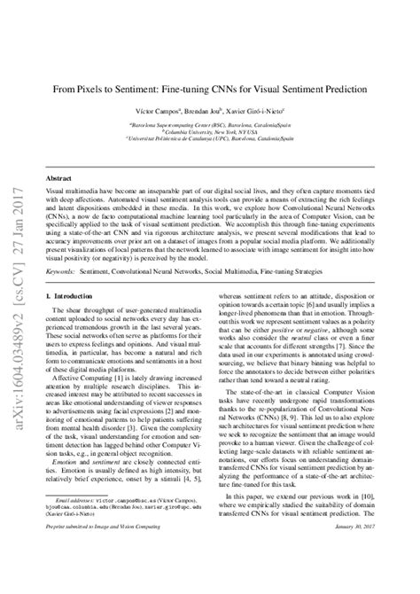 Pdf From Pixels To Sentiment Fine Tuning Cnns For Visual Sentiment