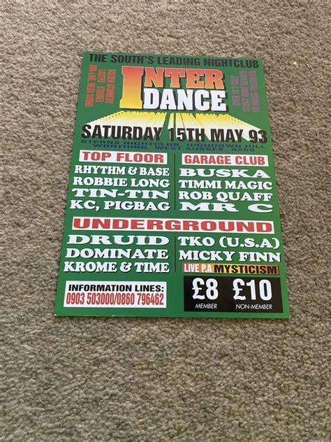 Interdance Sterns Nightclub Worthing 15 May 1993 Rave Flyer Flyers