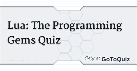 Lua The Programming Gems Quiz