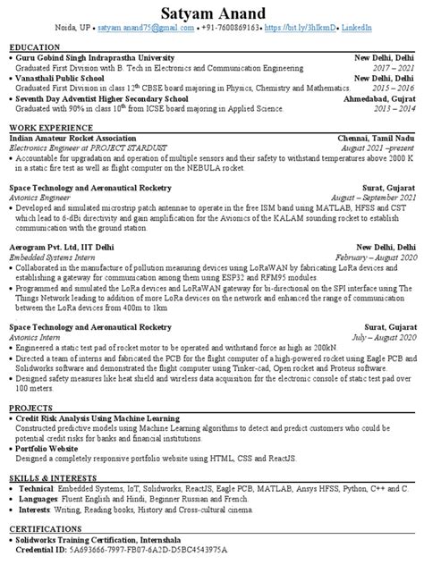 satyam anand resume download free pdf electronics computer