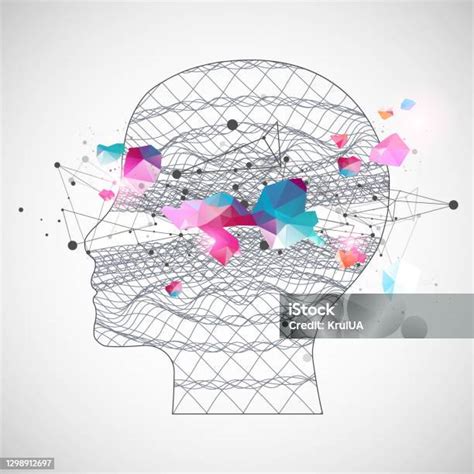 추상적인 물결을 가진 인간의 머리의 윤곽선 플렉서스 효과 Dna에 대한 스톡 벡터 아트 및 기타 이미지 Dna 개념 개성 개념 Istock