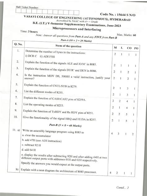 Microprocessors And Interfacing I T V Sem June 2023 Pdf