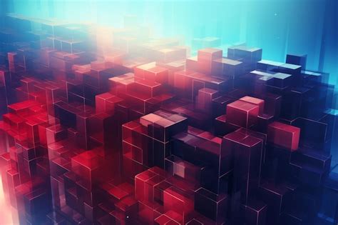 Premium Photo Abstract Red And Blue Cubes On A Blue Background