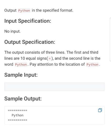 Solved Output Python In The Specified Format Input