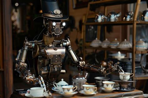 Premium Photo Create An Image Of A Steampunk Automaton Butler Se