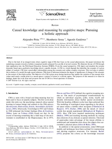 Pdf Causal Knowledge And Reasoning By Cognitive Maps Pursuing A Holistic Approach