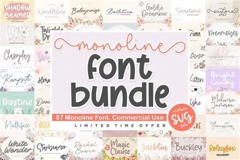 Monoline Font Bundle Monoline Font Script Font Bold Font Farmhouse Font Cricut Font