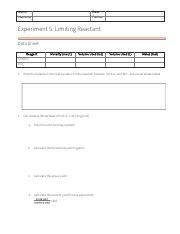 LAB REPORT DATA SHEET Pdf Name Instructor Date Partner Experiment Limiting Reactant Data