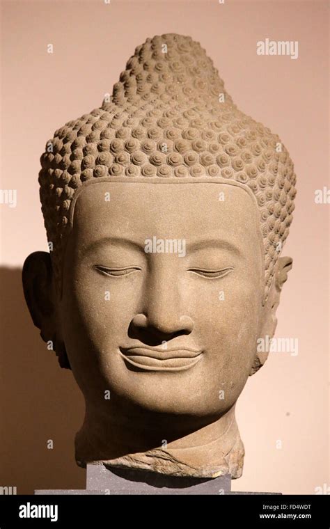 Buddha Cambodia Siem Reap Post Bayon Style Xiiith Century Sandstone Guimet Museum Stock