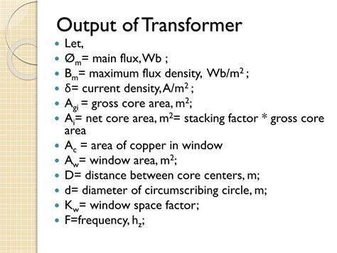PPT Output Of Transformer PowerPoint Presentation Free Download ID