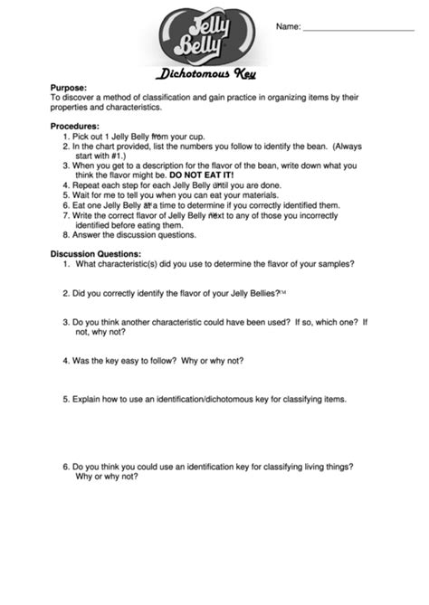 Dichotomous Key Lab Report Template Printable Pdf Download