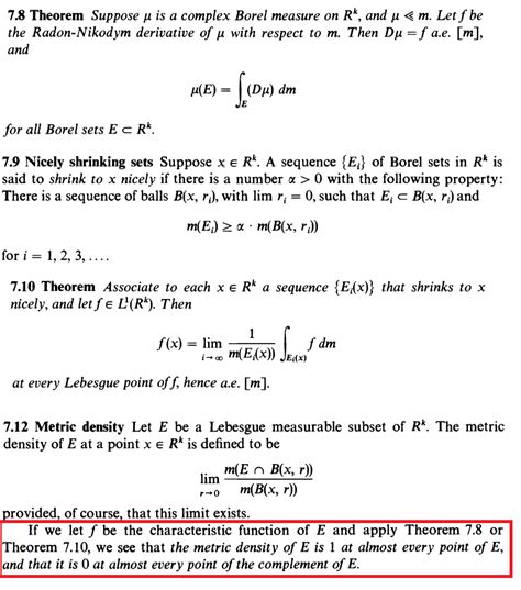Measure Theory Metric Density Of A Lebesgue Mesurable Set In Bbb R K Mathematics Stack