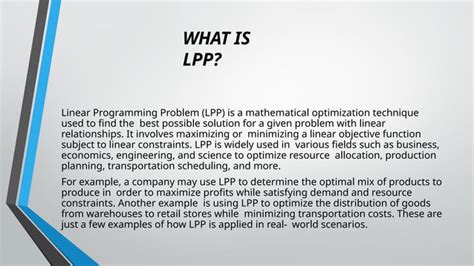 Solution Of Lpp By Simplex Method With Examples Ppt