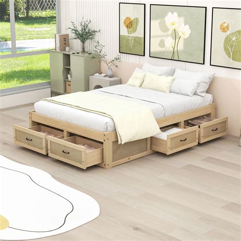 Lark Manor™ Modern Wooden Platform Bed With Drawers Wayfair