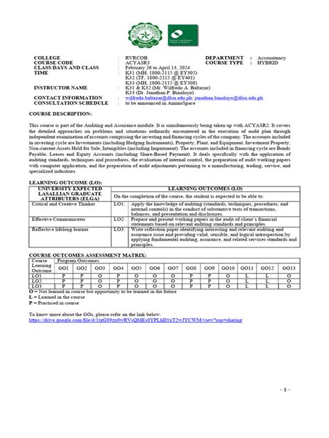Syllabus 2 Pdf Audit