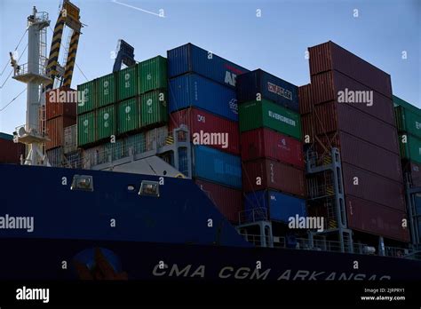 Container Ship In Port At Container Terminal Ships Of Container Ships Stand In Terminal Of Port