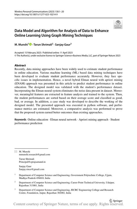 Data Model And Algorithm For Analysis Of Data To Enhance Online