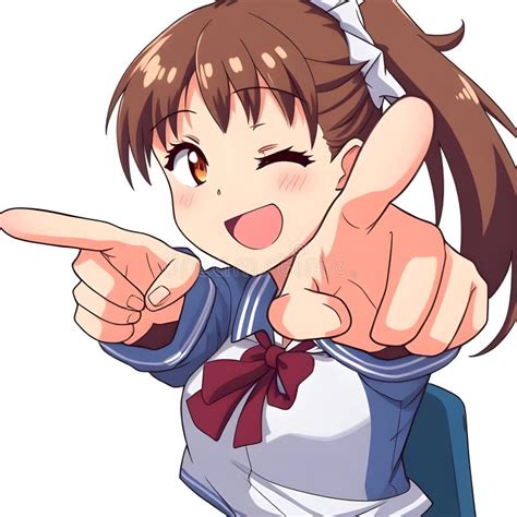 Ai Generated Energetic Anime Girl Winking And Playfully Pointing