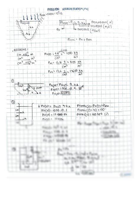 SOLUTION Hydrostatic Pressure Exercises Studypool