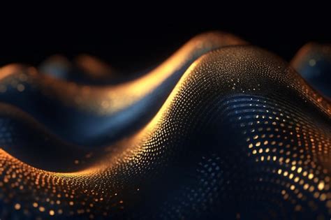 Premium Ai Image Simple Wavy Abstract Shapes With Glittering Effect On Dark Background
