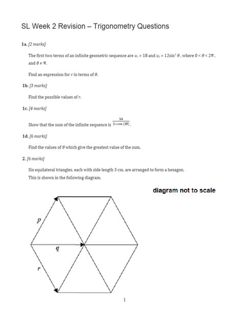 Sl Week 2 Revision Trigonometry Questions Pdf Mathematics