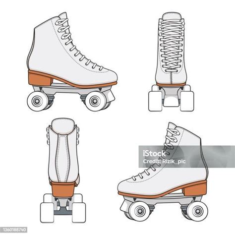 흰색 롤러 롤러 쿼드 색상 이미지 세트 격리된 벡터 개체입니다 롤러 스케이트에 대한 스톡 벡터 아트 및 기타 이미지 롤러