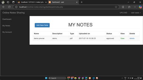 Online Notes Sharing System In Php And Mysql With Source Code